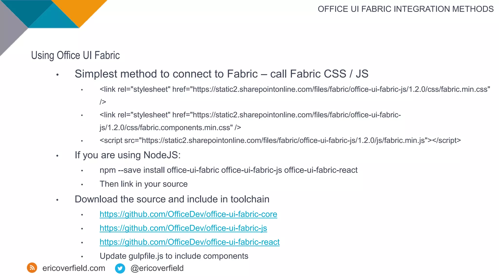 Use Office UI Fabric React to Build Beauty with SharePoint | PPT