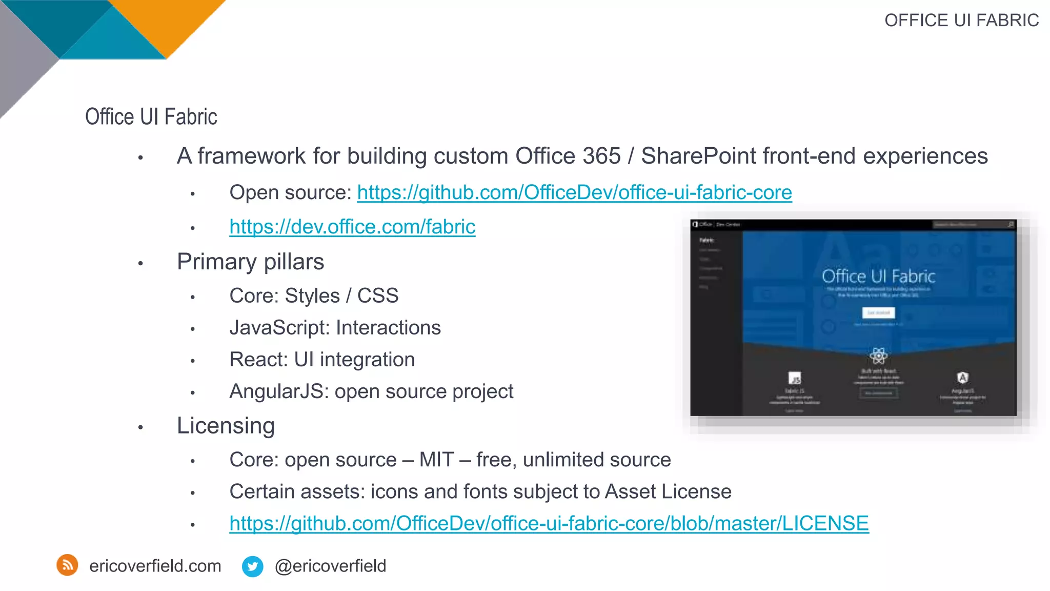 Use Office UI Fabric React to Build Beauty with SharePoint | PPTX | Web Development | Internet