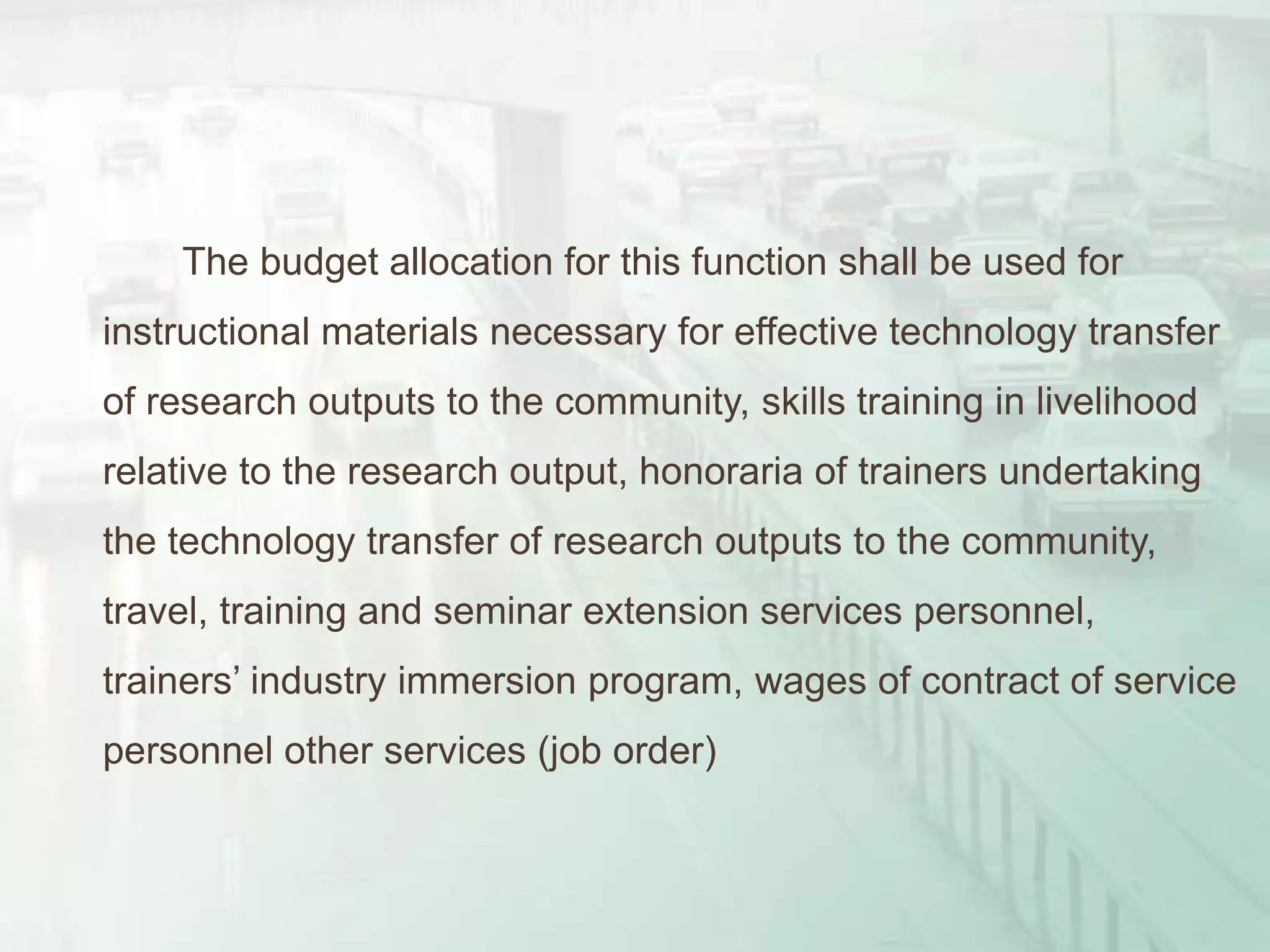 Use of funds and budget allocations in state universities and colleges ...