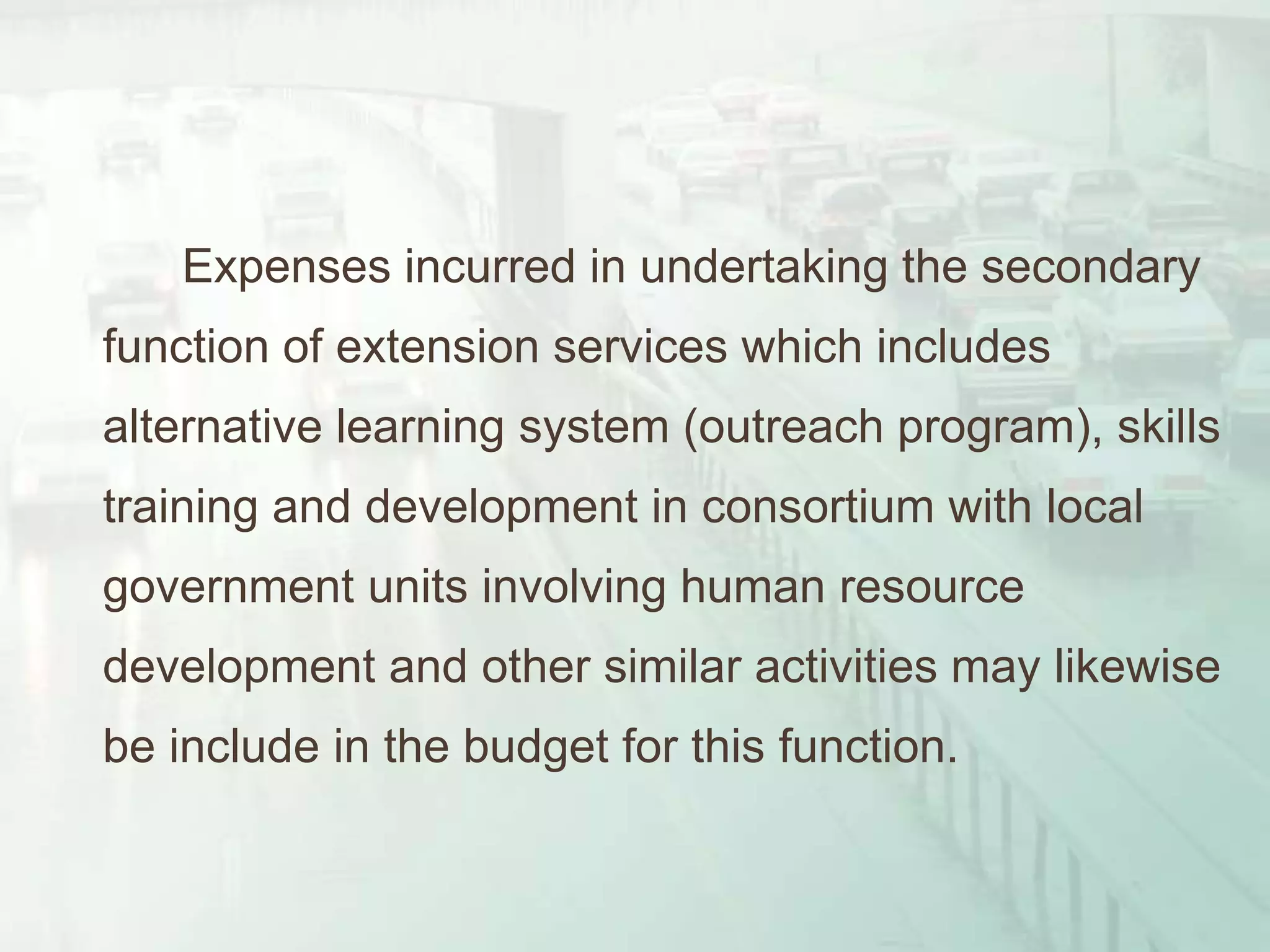 Use of funds and budget allocations in state universities and colleges ...
