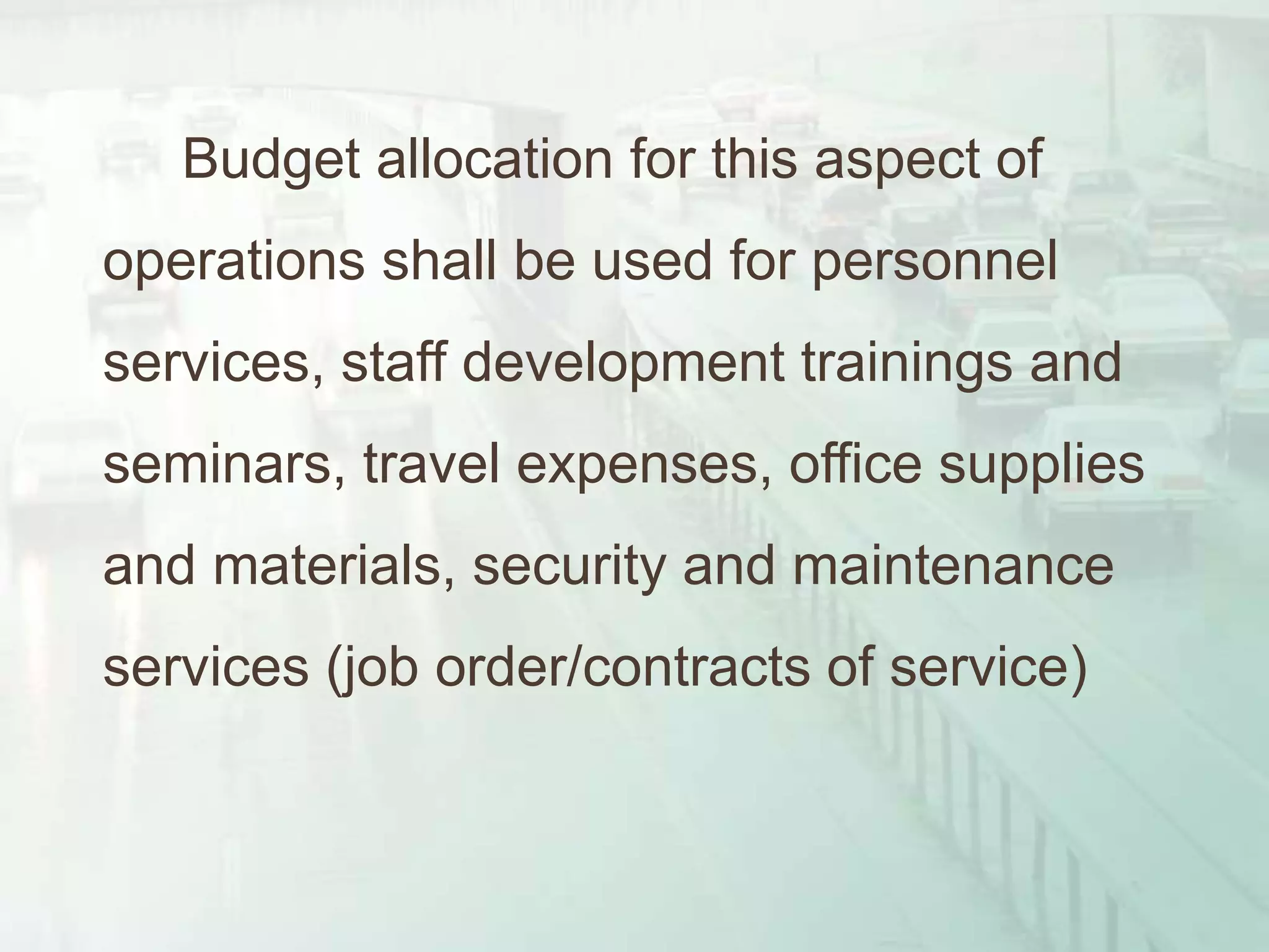 Use of funds and budget allocations in state universities and colleges ...