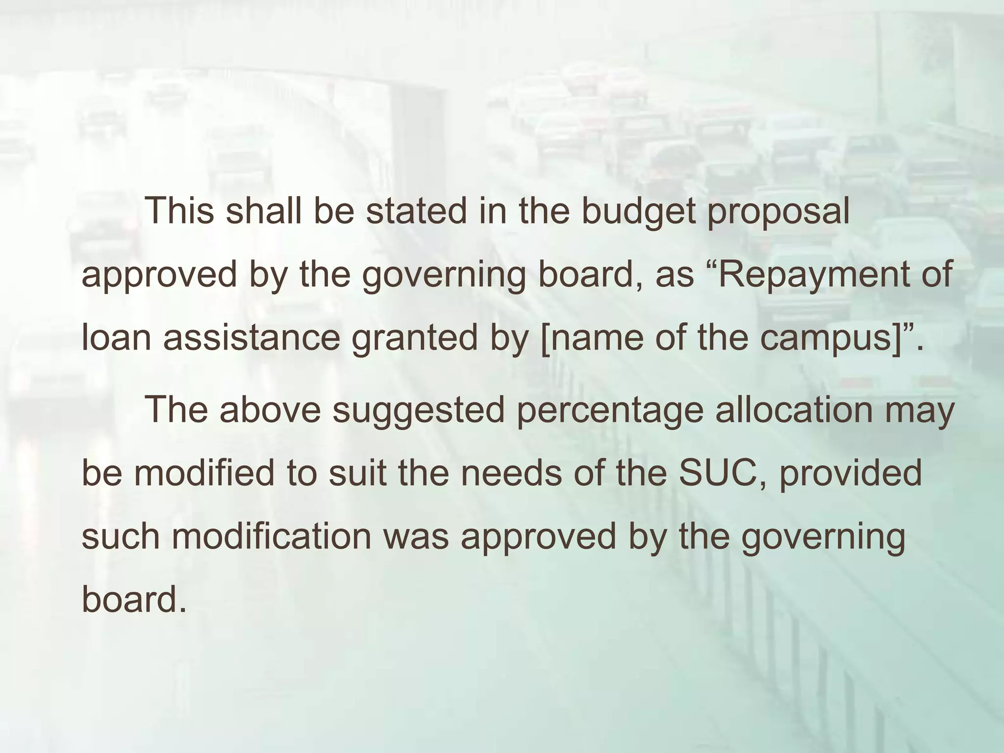 Use of funds and budget allocations in state universities and colleges ...