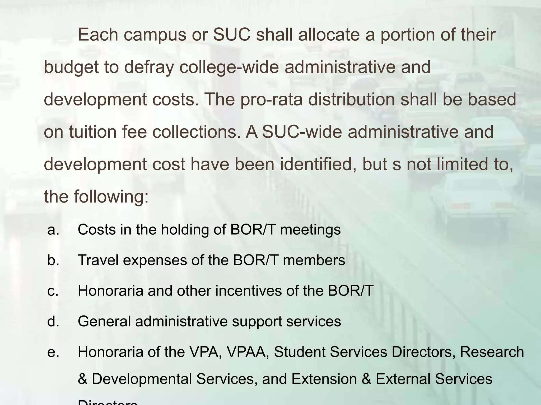 Use of funds and budget allocations in state universities and colleges ...