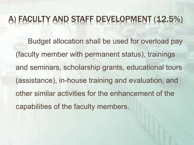 Use of funds and budget allocations in state universities and colleges ...