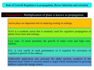 Use of Growth regulators in propagation, flower induction and retention ...