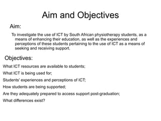 The use of ICT by South African physiotherapy students | ODP