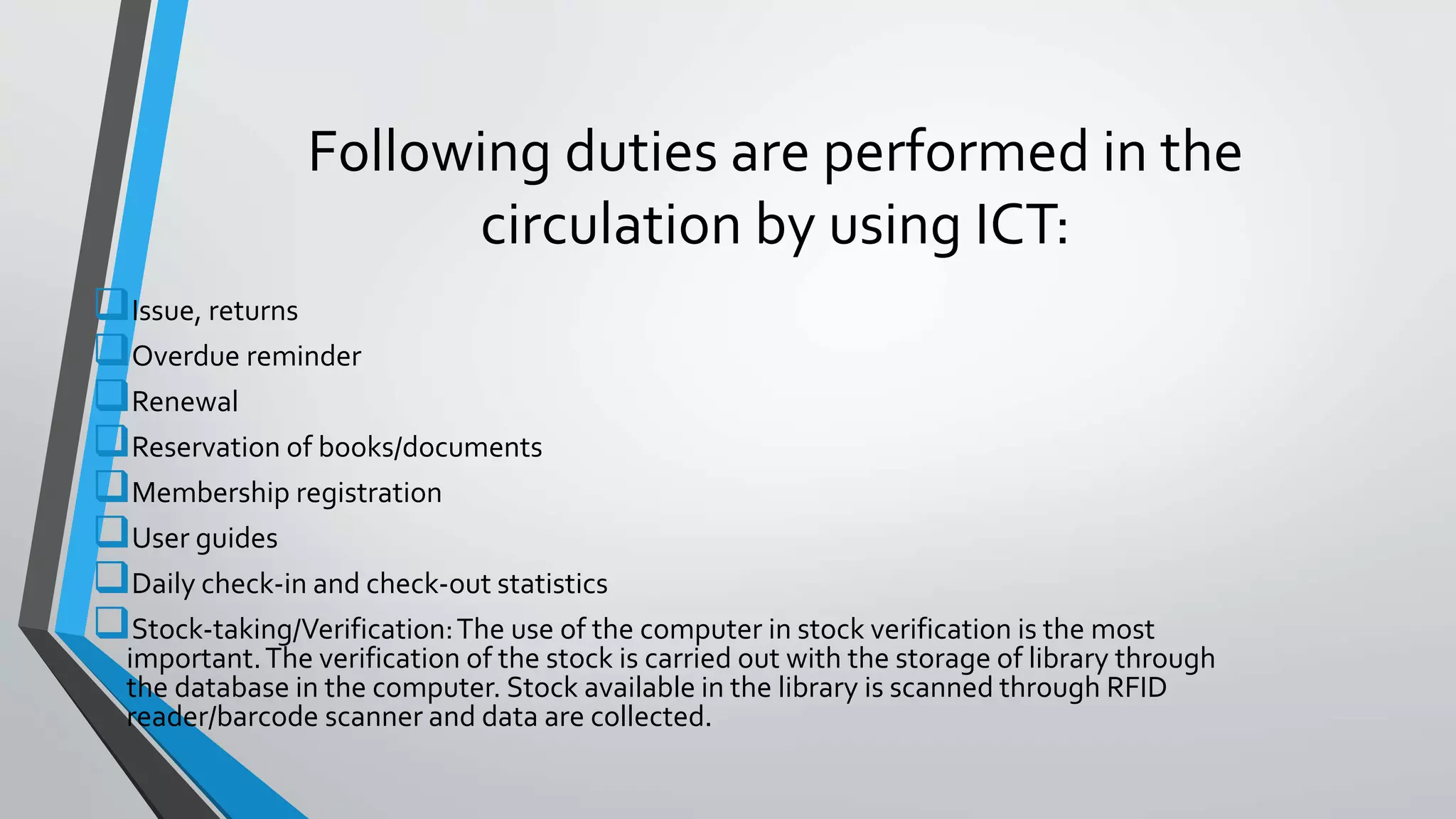 Use of ict in a library | PPTX