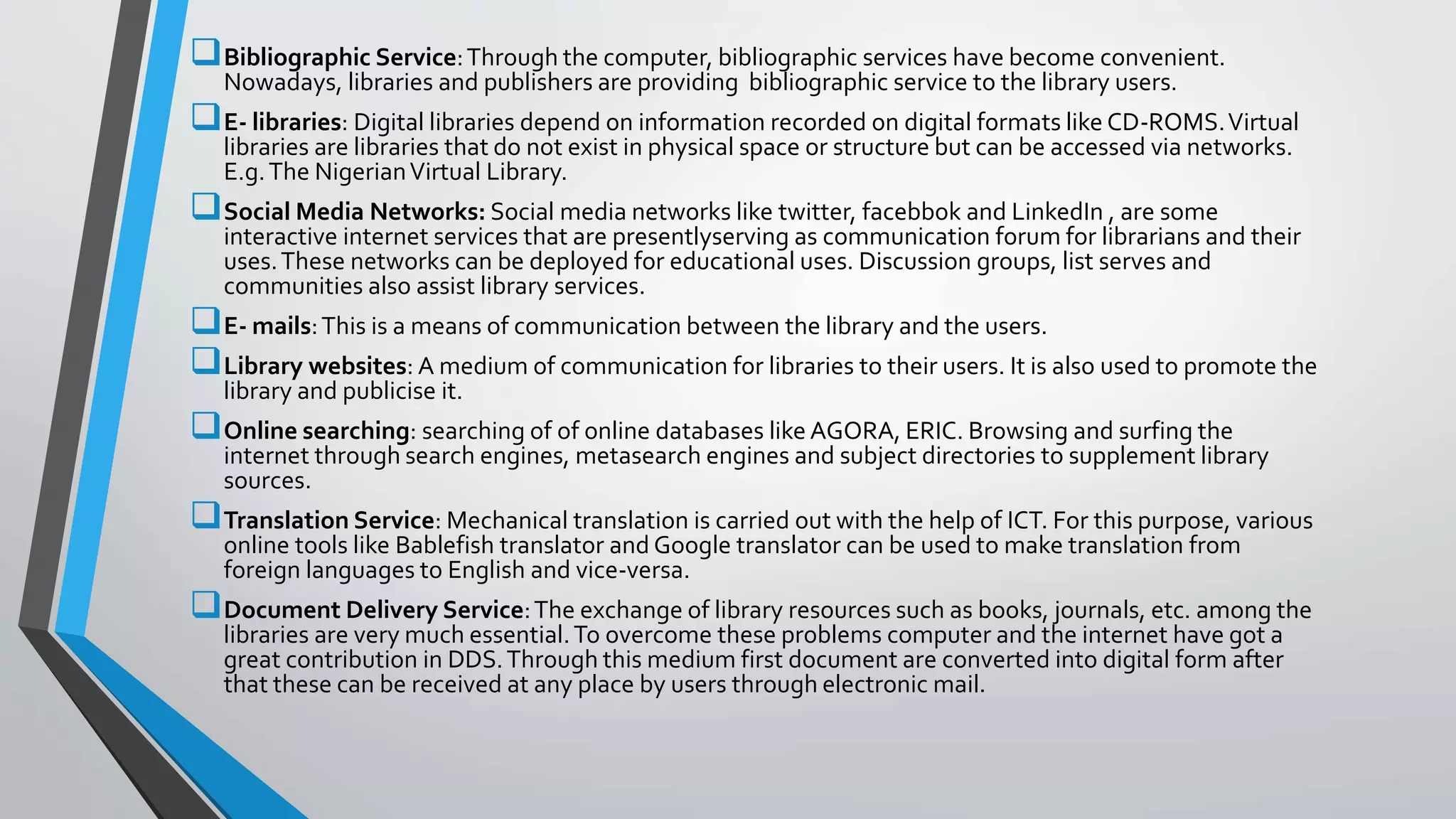 Use of ict in a library | PPTX