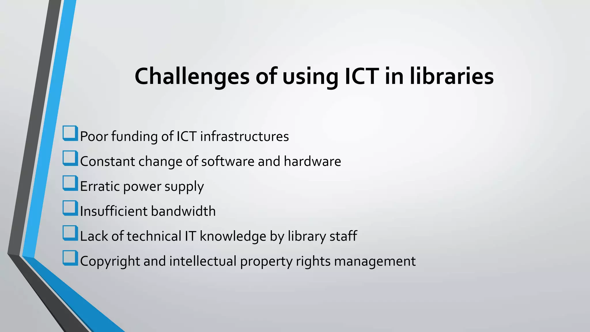 Use of ict in a library | PPTX