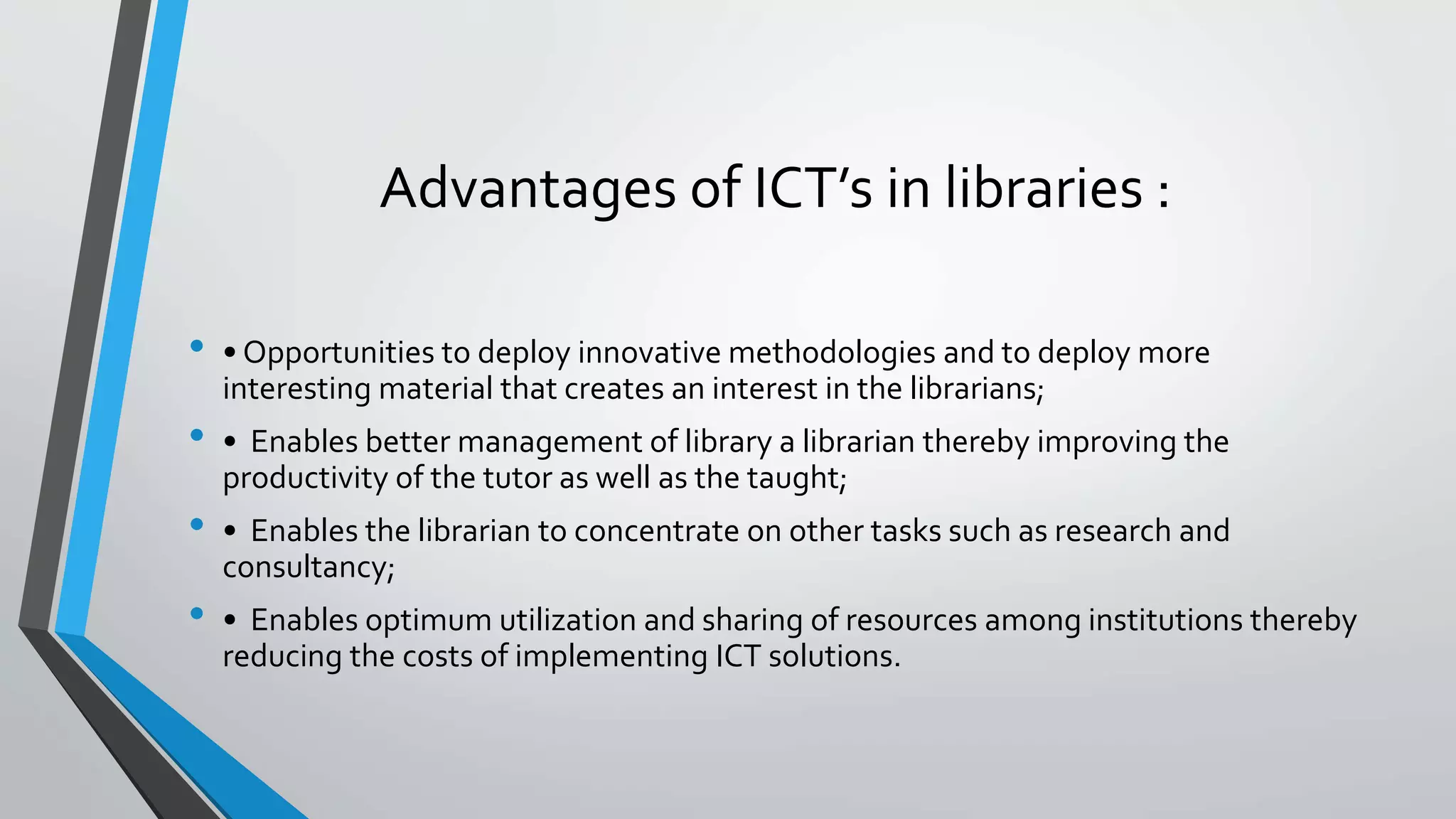 Use of ict in a library | PPTX