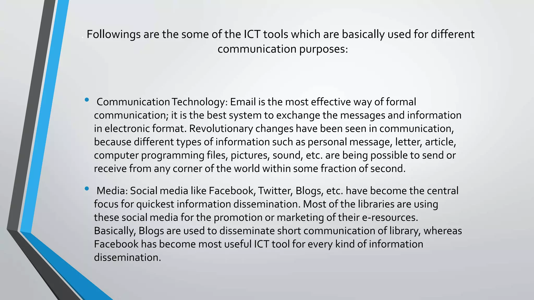 Use of ict in a library | PPTX