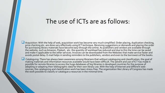 Use of ict in a library | PPTX