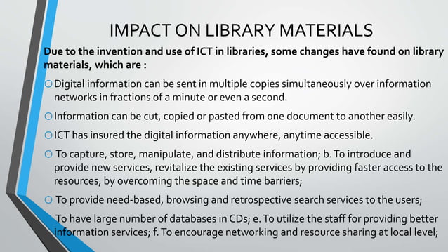 Use of ict in a library | PPTX
