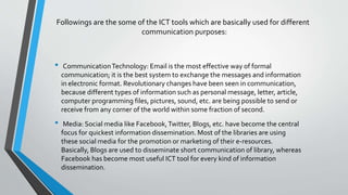 Use of ict in a library | PPTX