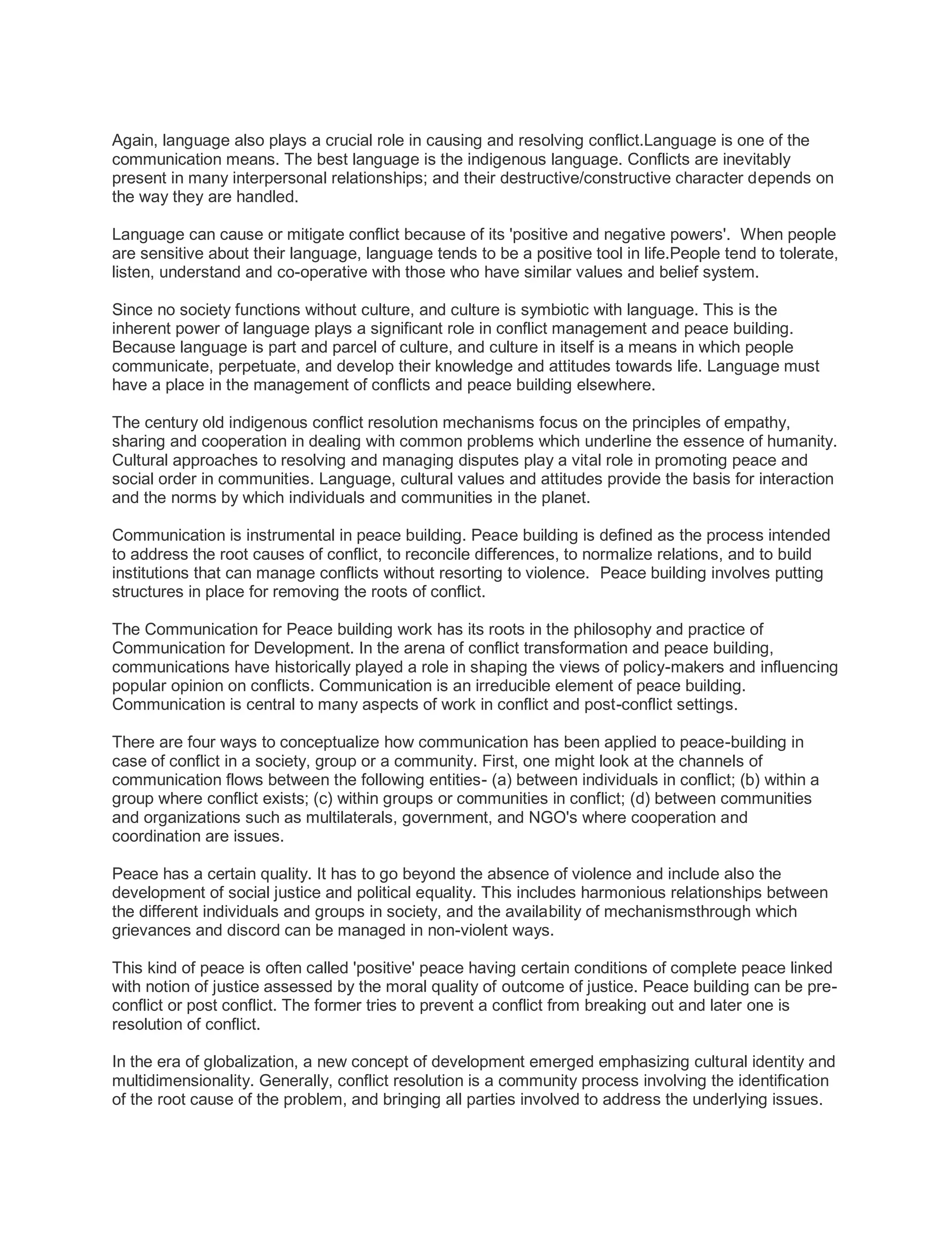 Use of indigenous language for conflict resolution | PDF