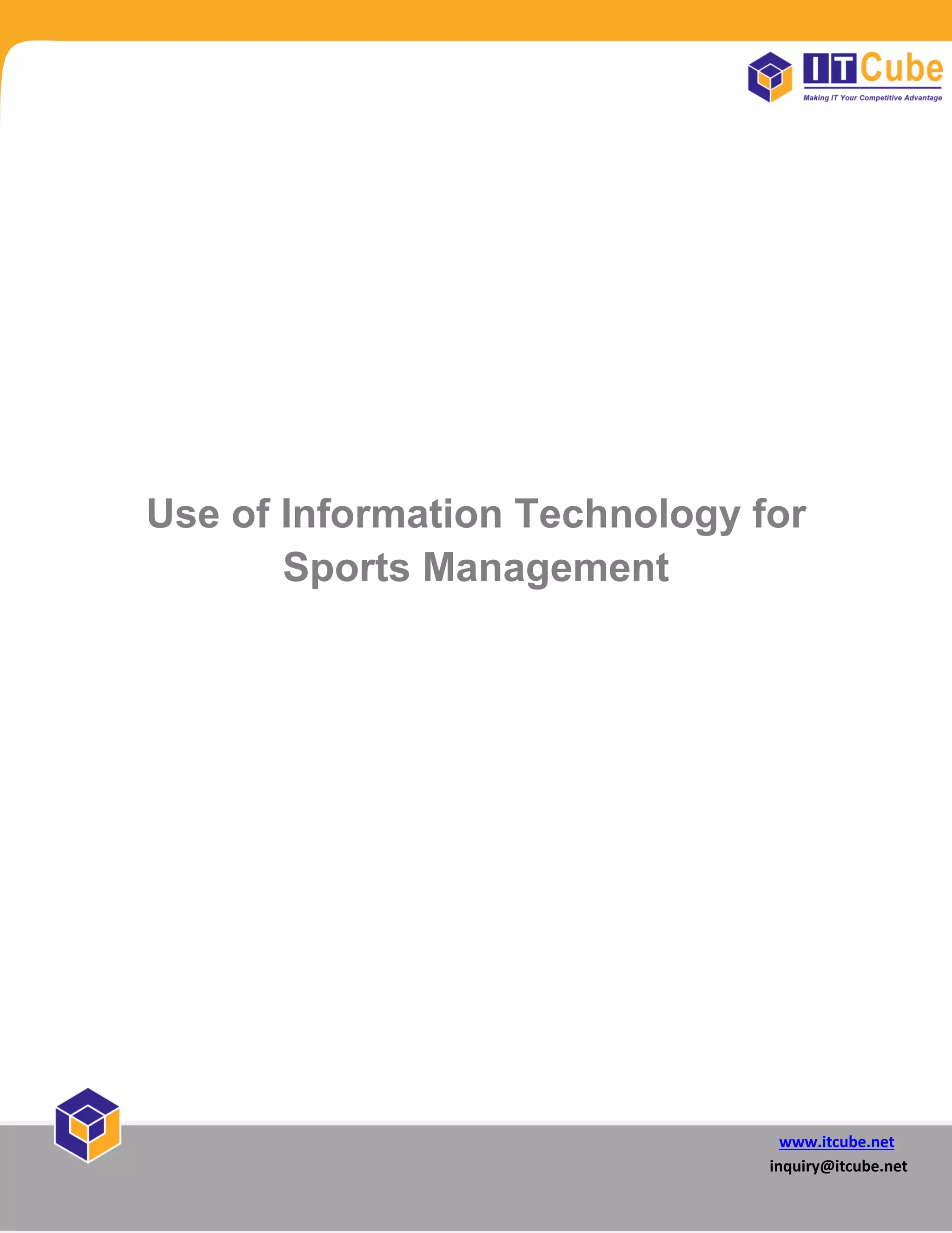 Use of information technology for sports management | PDF