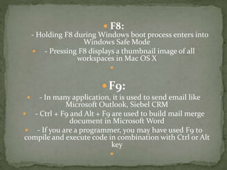 Use of Keyboard Function keys (F1 - F12) -hmftj | PPTX