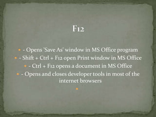 Use of Keyboard Function keys (F1 - F12) -hmftj | PPTX