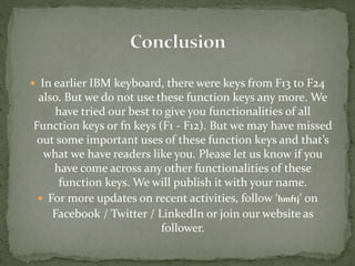 Use of Keyboard Function keys (F1 - F12) -hmftj | PPTX