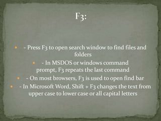 Use of Keyboard Function keys (F1 - F12) -hmftj | PPTX