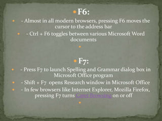 Use of Keyboard Function keys (F1 - F12) -hmftj | PPTX
