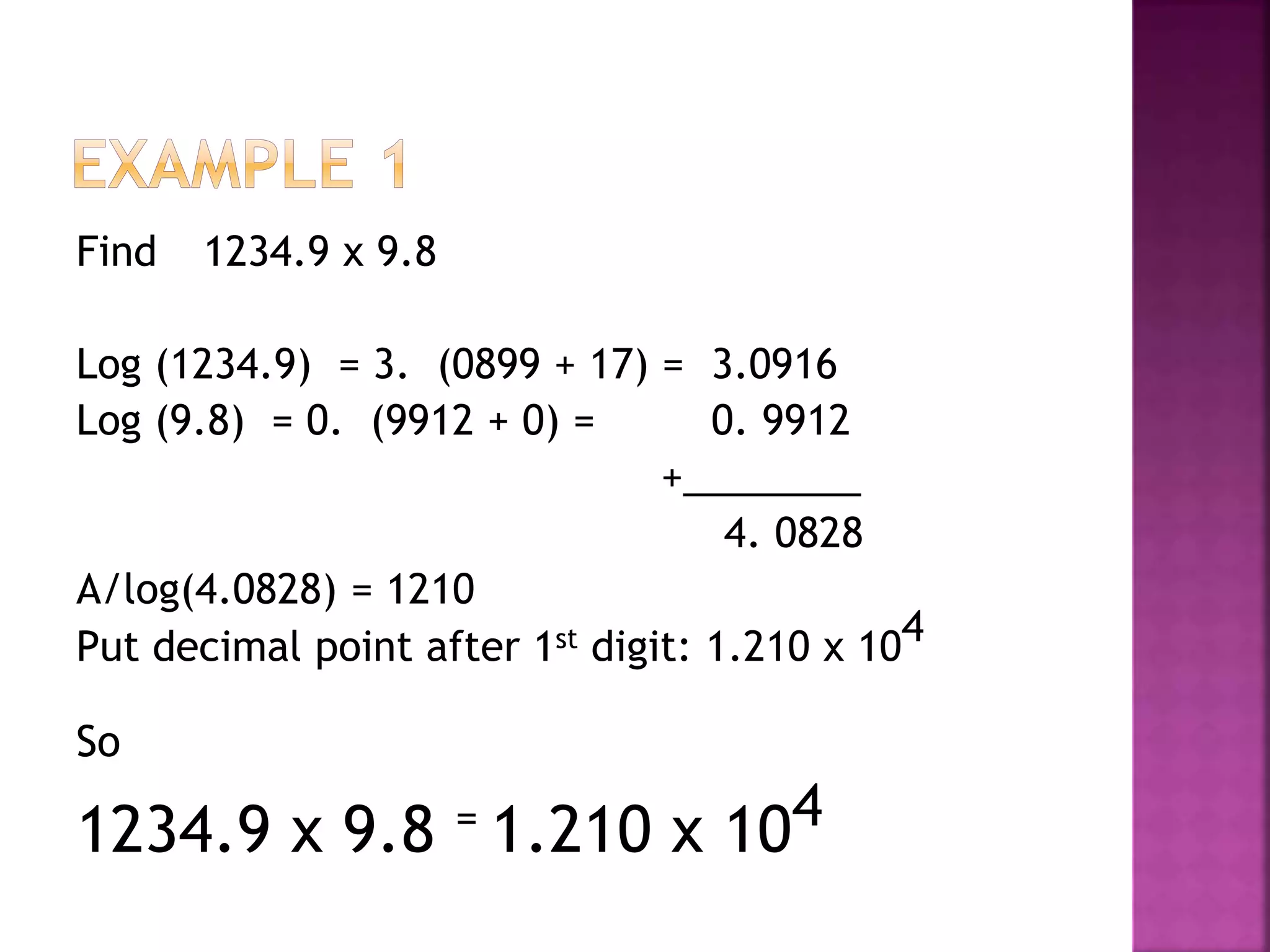 Use of logarithmic tables | PPT