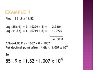 Use of logarithmic tables | PPT