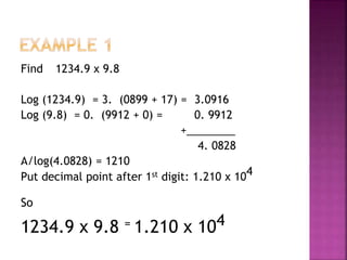 Use of logarithmic tables | PPT