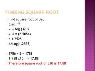 Use of logarithmic tables | PPT