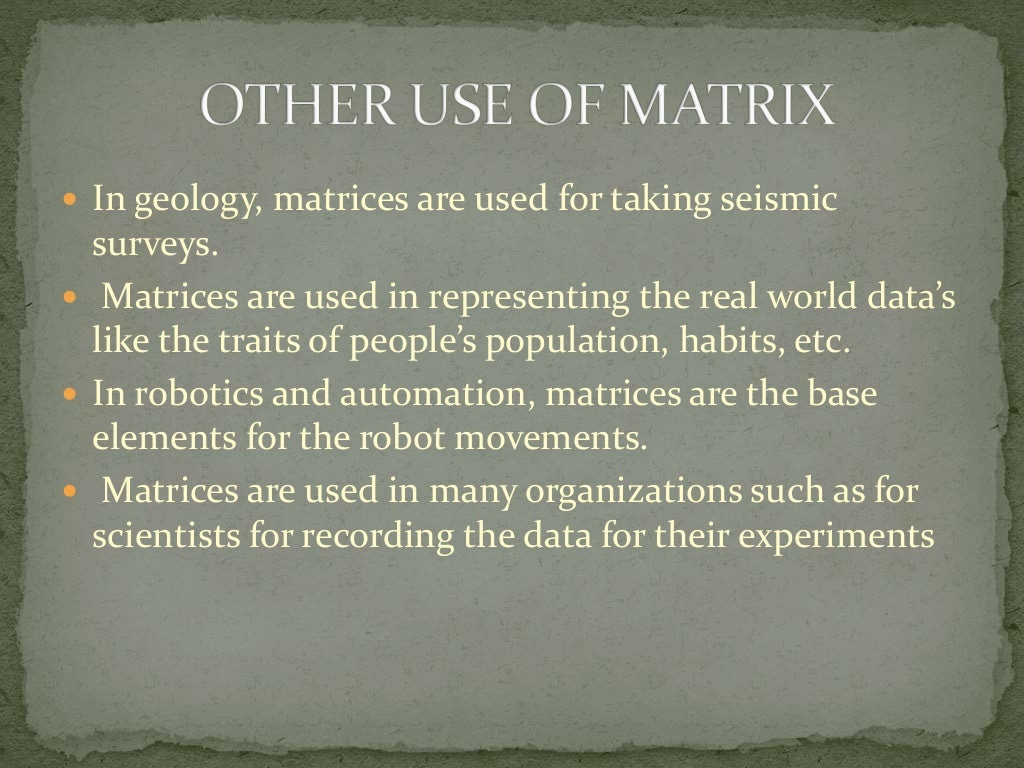 Use Of Matrix In Daily Life use-of-matrix-in-daily-life