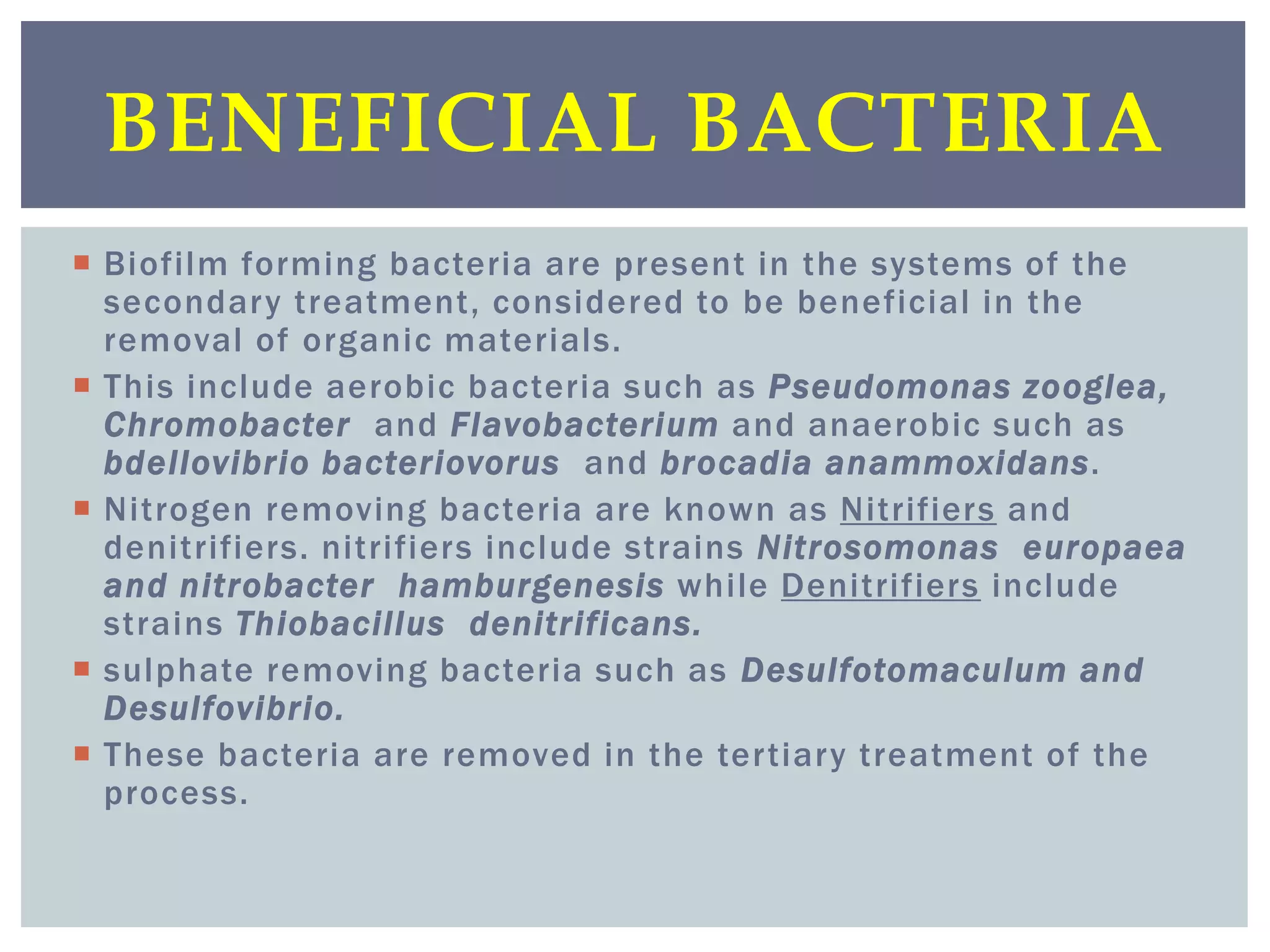 Use of microorganisms in wastewater treatment | PPTX