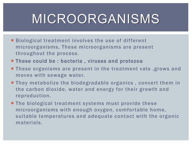 Use of microorganisms in wastewater treatment | PPTX