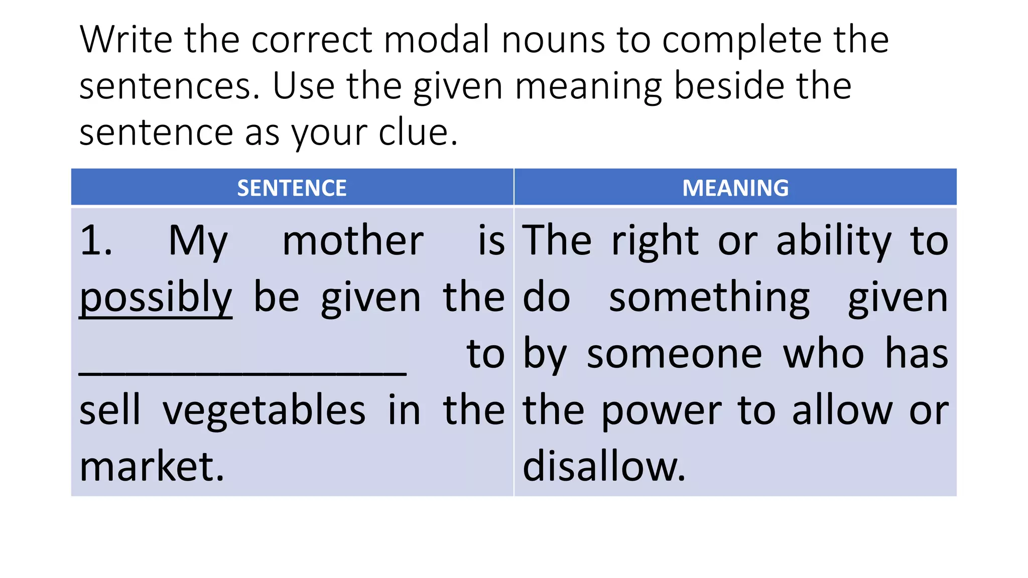 Use of Modal Verbs, Nouns, and.pptx | Medical Health