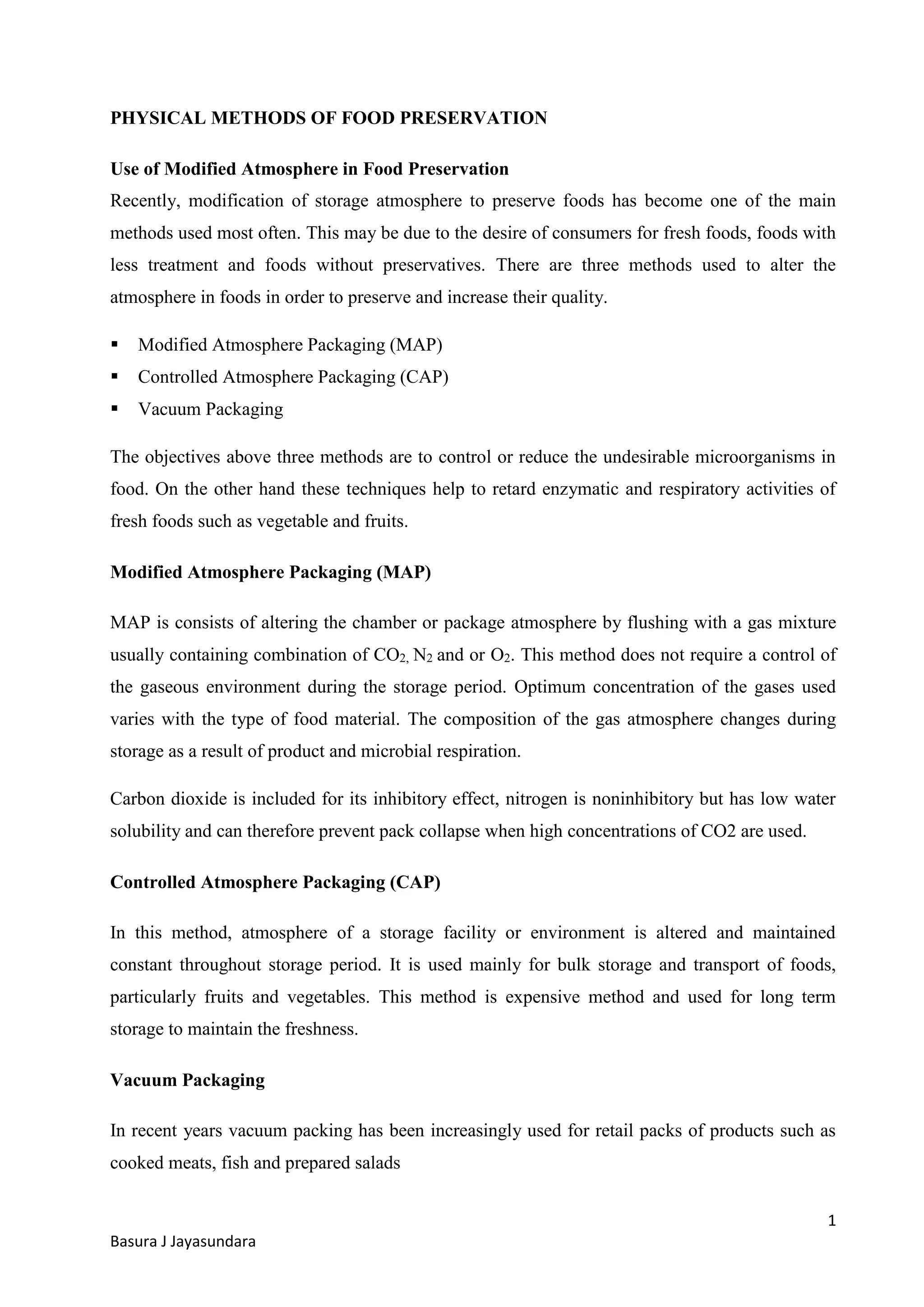 Modified atmosphere in food preservation | PDF
