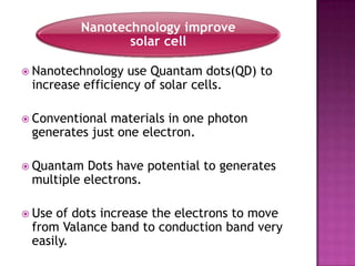Use of Nanotechnology in Solar PVcells | PPTX