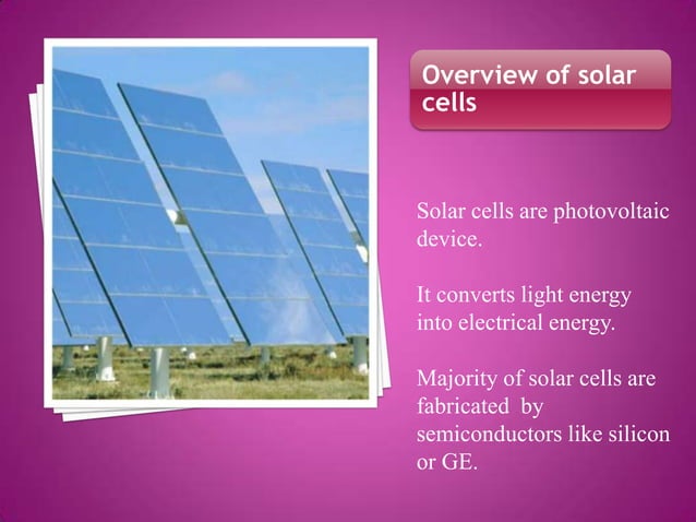 Use of Nanotechnology in Solar PVcells | PPTX