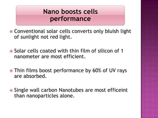 Use of Nanotechnology in Solar PVcells | PPTX