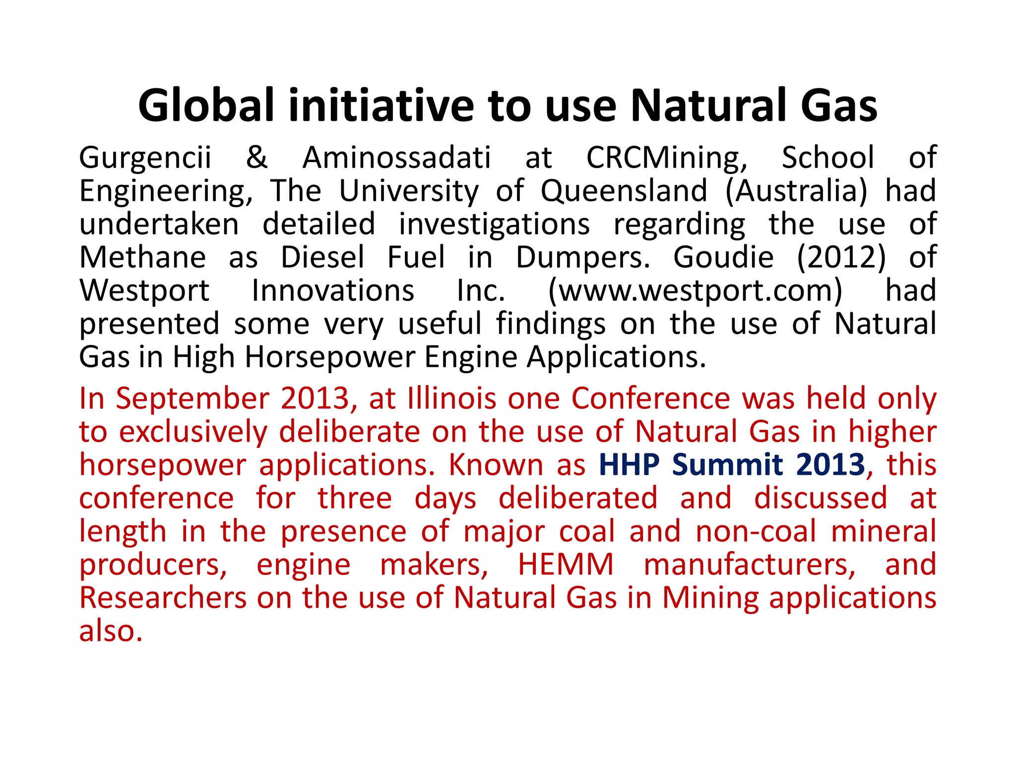Use of natural gas as fuel in mines | PDF