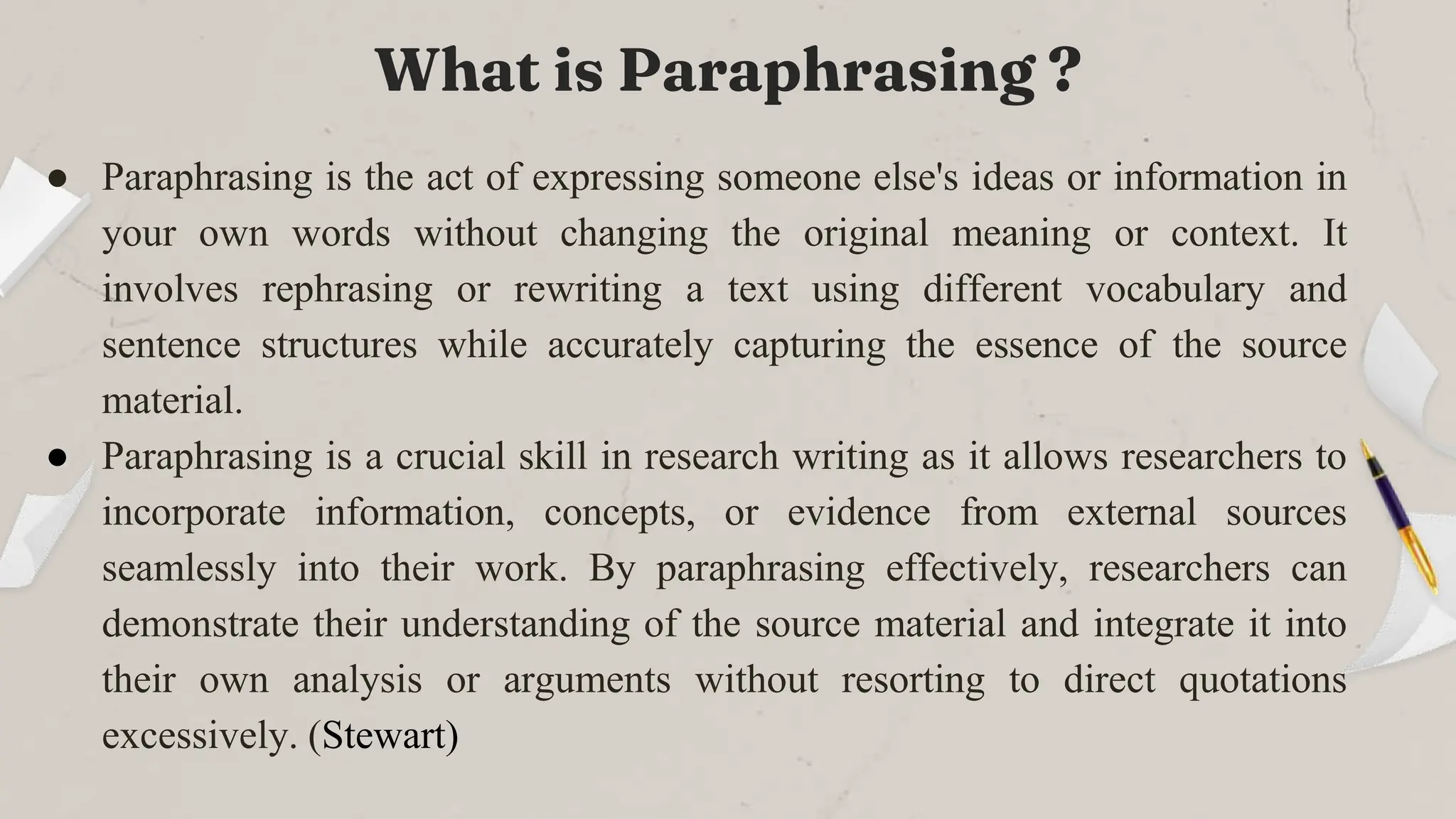 Use of paraphracing in Research Writing.pptx