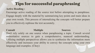 Use of paraphracing in Research Writing.pptx