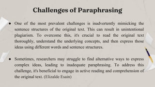Use of paraphracing in Research Writing.pptx