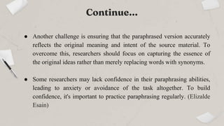 Use of paraphracing in Research Writing.pptx