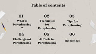 Use of paraphracing in Research Writing.pptx