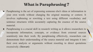 Use of paraphracing in Research Writing.pptx
