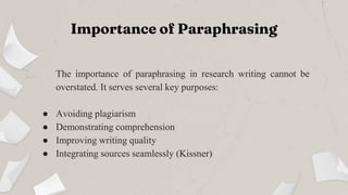 Use of paraphracing in Research Writing.pptx