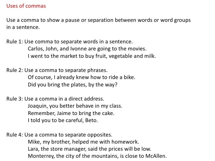 Use of periods and commas