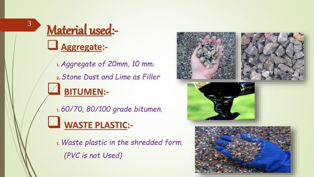 Use of plastic waste as road construction material | PPT