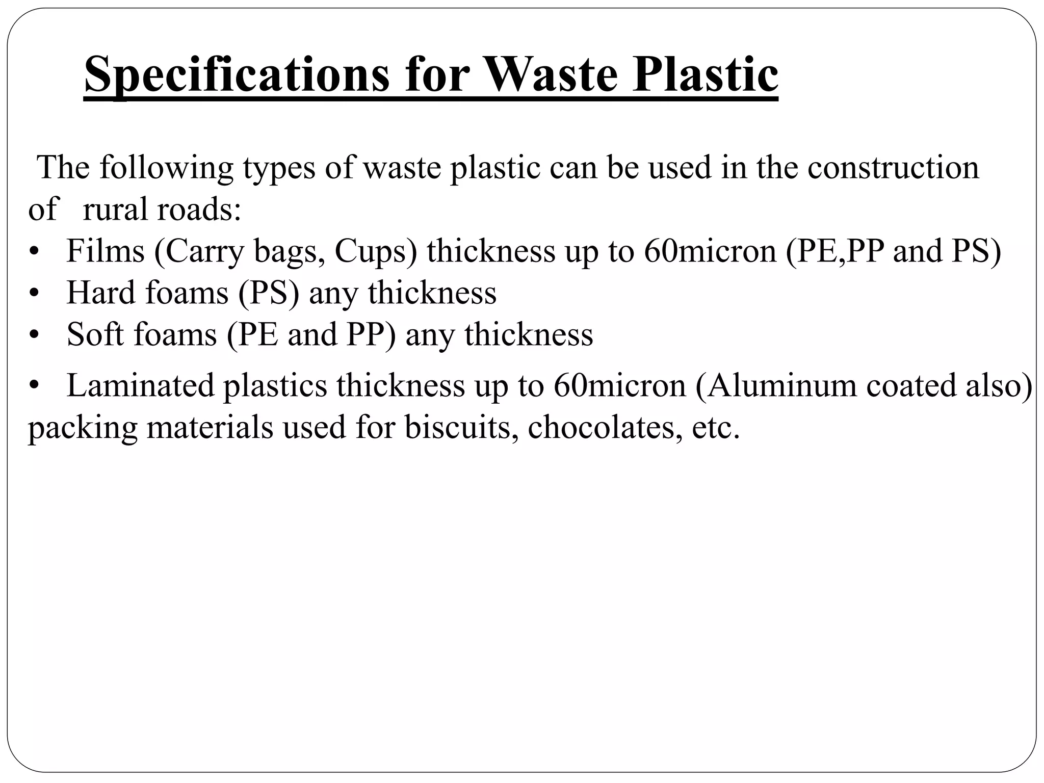 Use of plastic waste in road construction. | PPTX