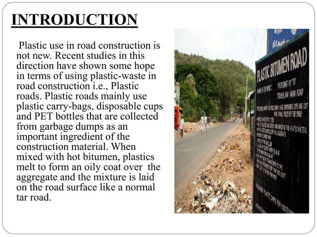 Use of plastic waste in road construction. | PPTX