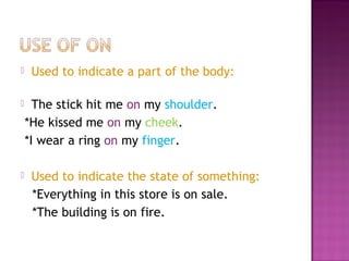 Use of prepositions "In" , "On" and "At". | PPT